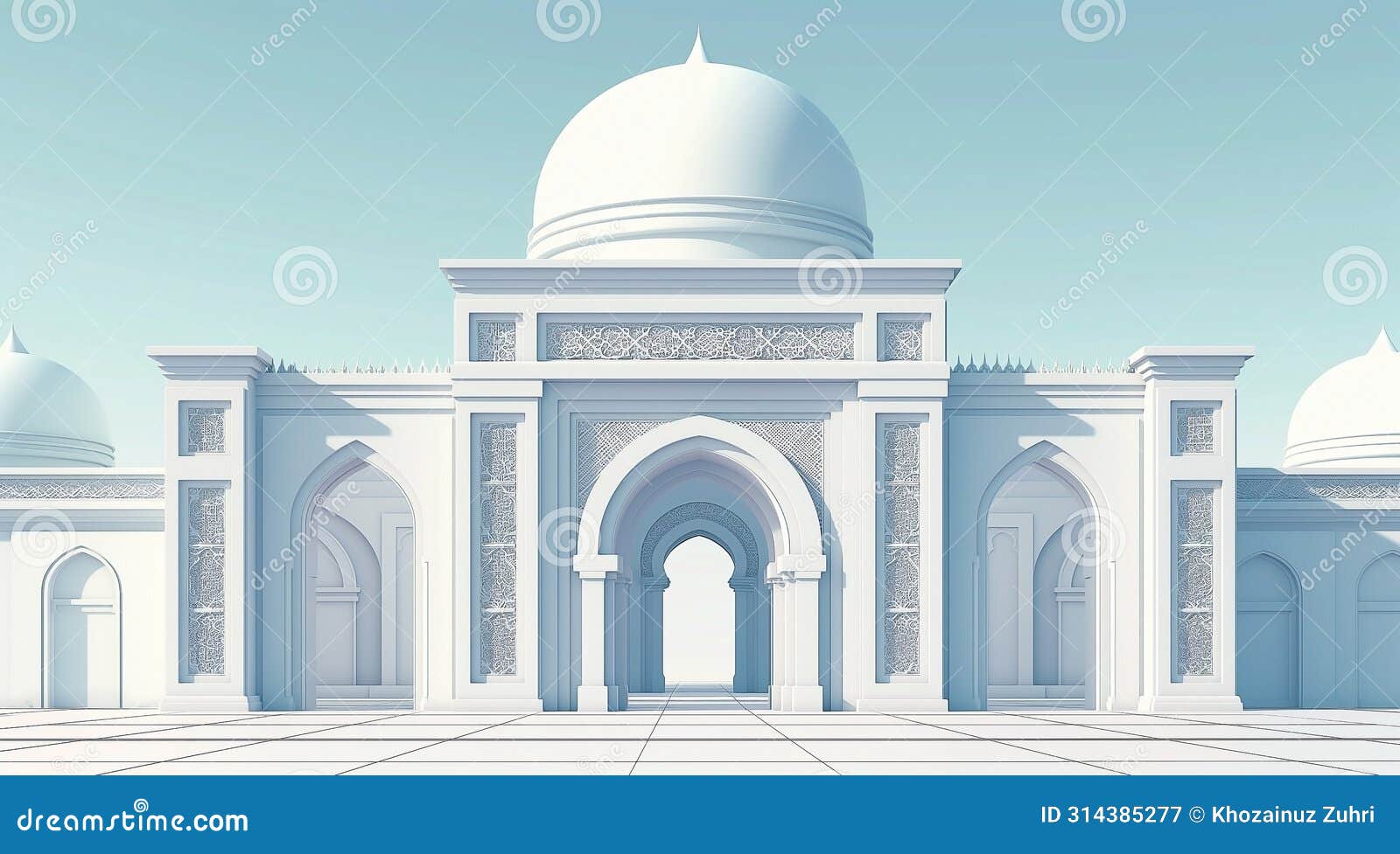 White Islamic Gate in the Form of a Mosque with a Round Dome. Mosque ...