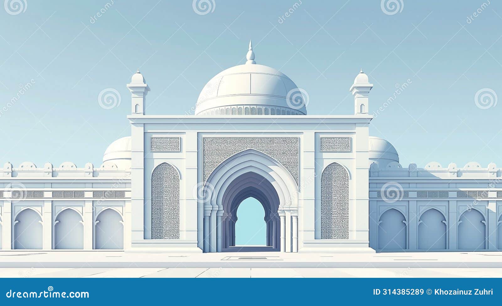 White Islamic Gate in the Form of a Mosque with a Round Dome. Mosque ...
