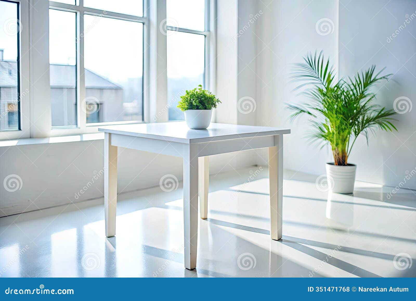 Pristine White Corner Table Awaits in Modern Minimalist Interior Design ...