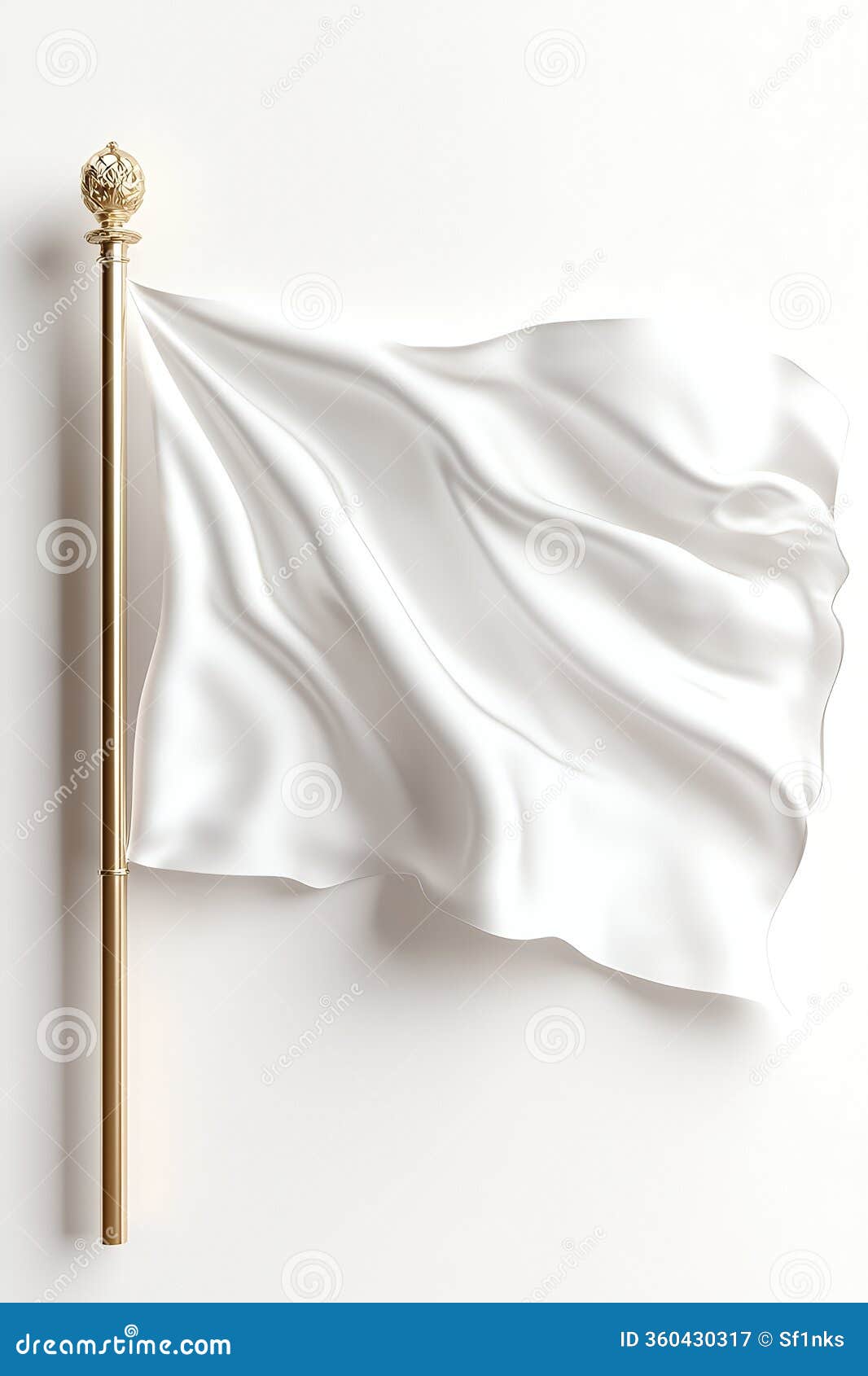 A Pristine White Flag Billows Elegantly from a Golden Flagpole ...