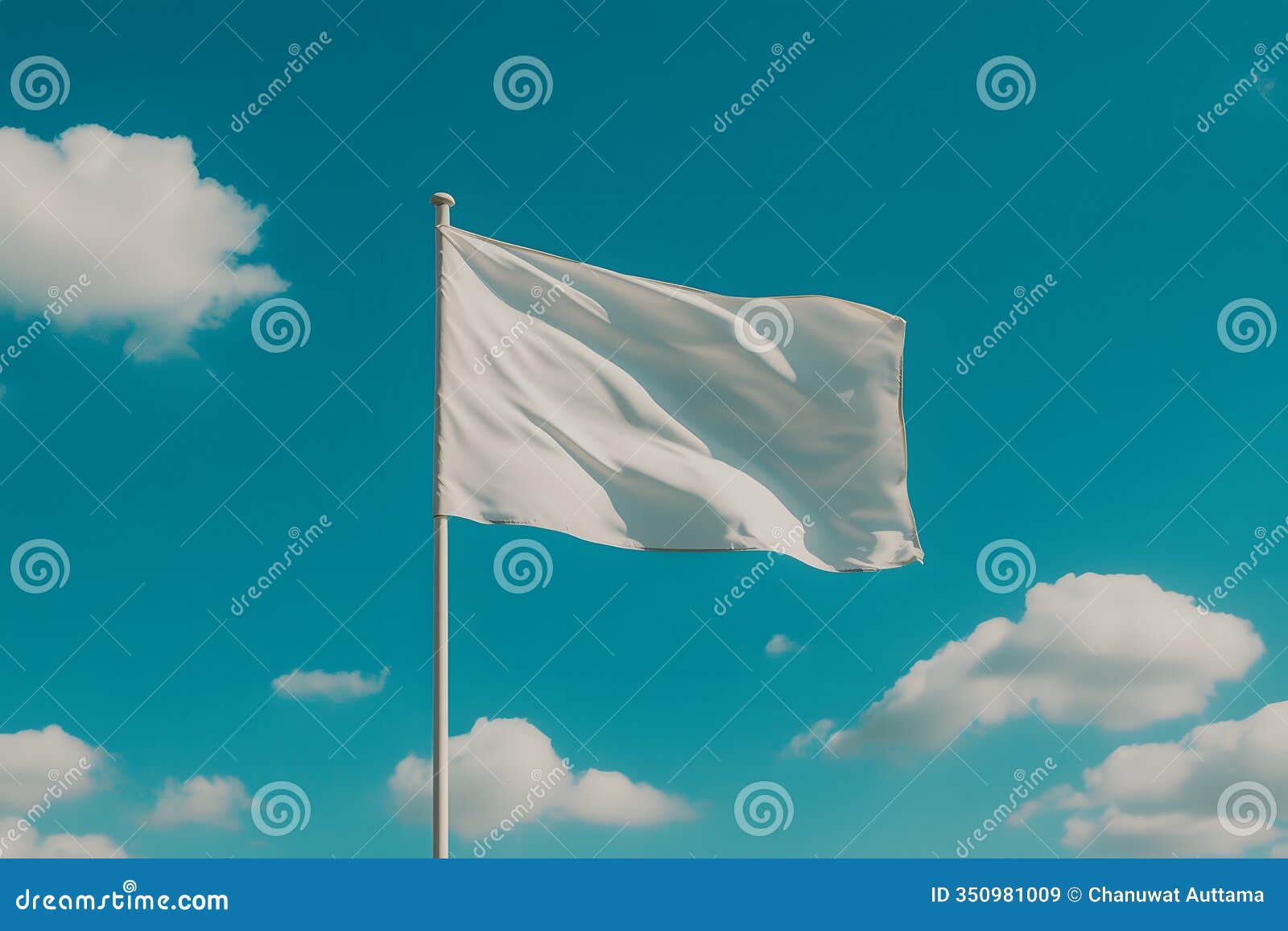 Blank White Flag Sky Clouds Freedom Peace Surrender International ...