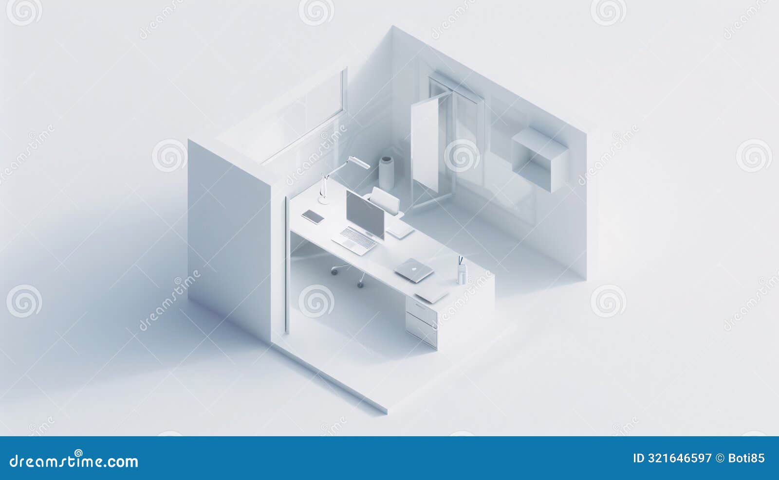 In the Pristine White Space, an Isometric View Unveils a Cube-shaped ...
