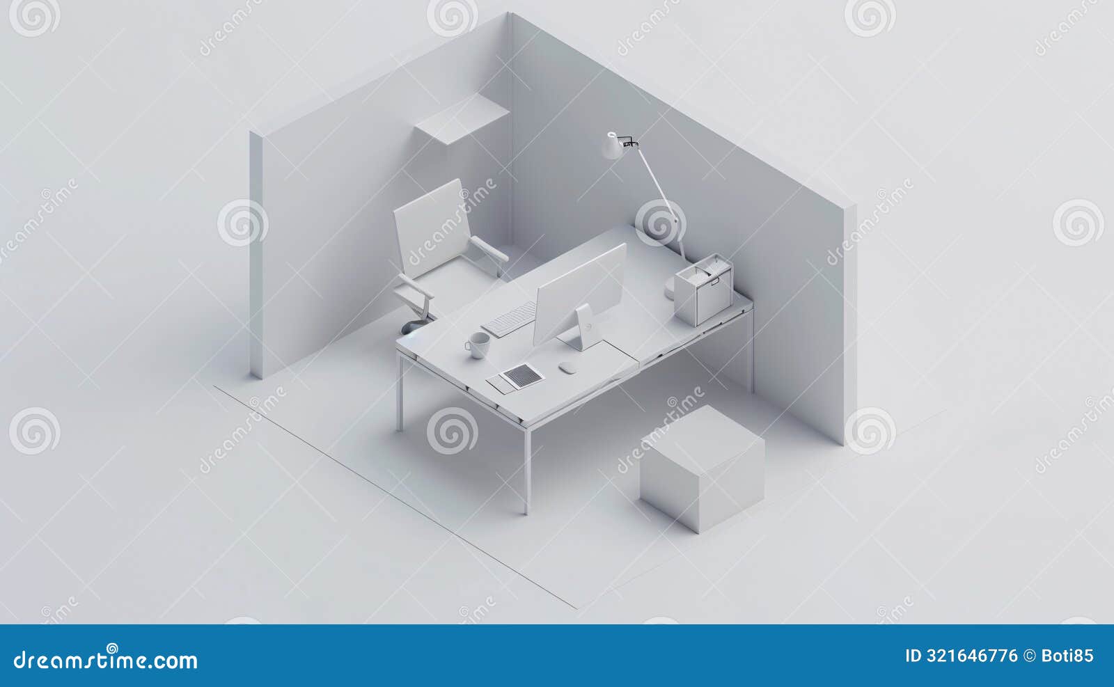 In the Pristine White Space, an Isometric View Unveils a Cube-shaped ...