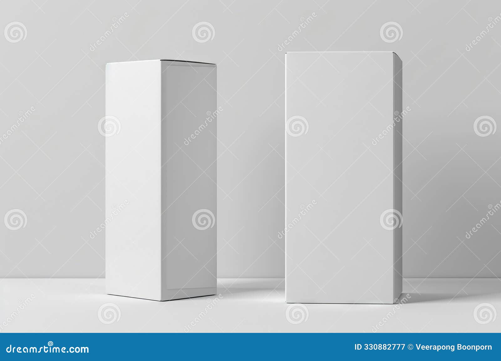 Pristine White Tall Boxes, Side and Front Views Displayed, Isolated on ...