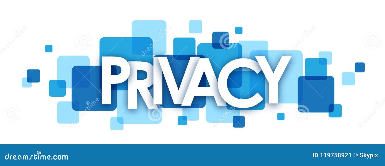PRIVACY Blue Overlapping Squares Banner Stock Illustration ...