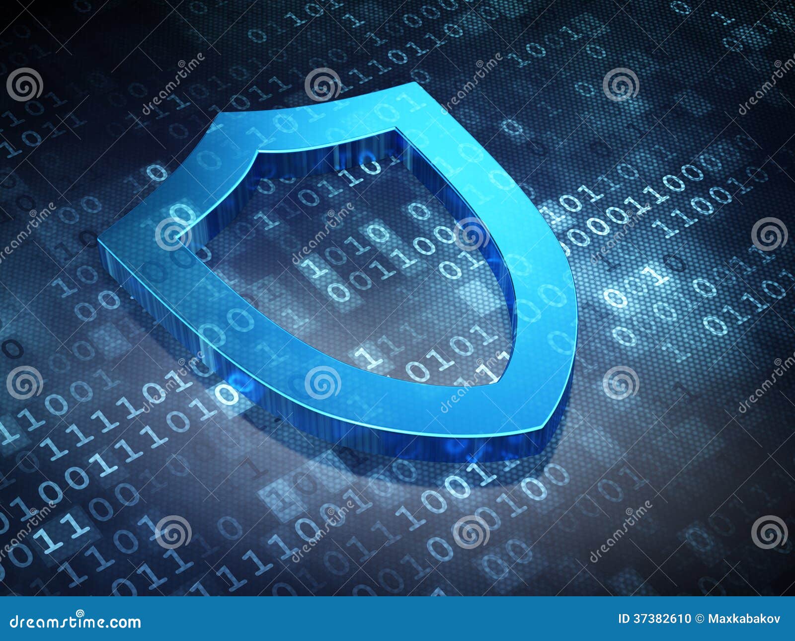 Privacy Concept: Blue Contoured Shield on Digital Stock Illustration ...
