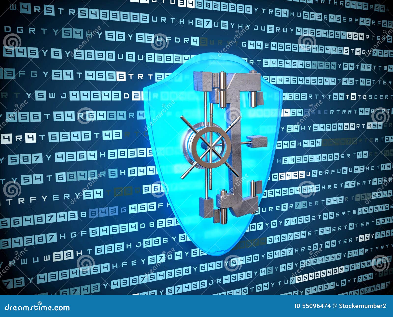 Privacy Concept: Blue Shield Icon on Digital Background Stock ...