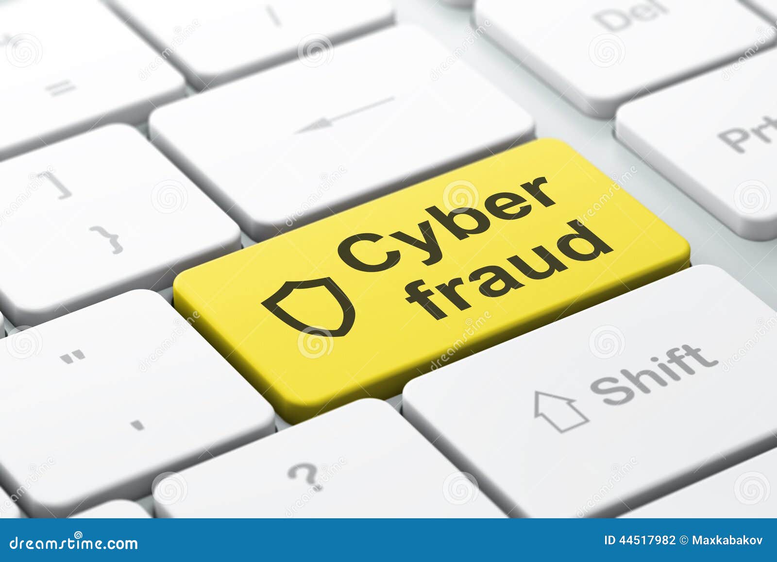 Privacy Concept: Contoured Shield and Cyber Fraud on Keyboard Stock ...