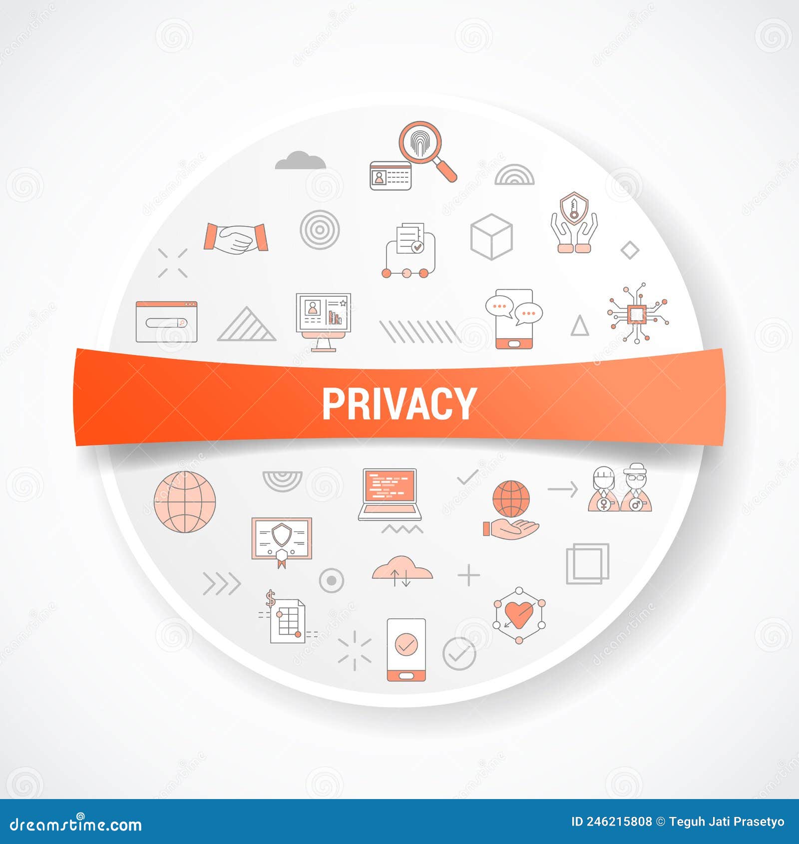 Privacy Concept with Icon Concept with Round or Circle Shape for Badge ...