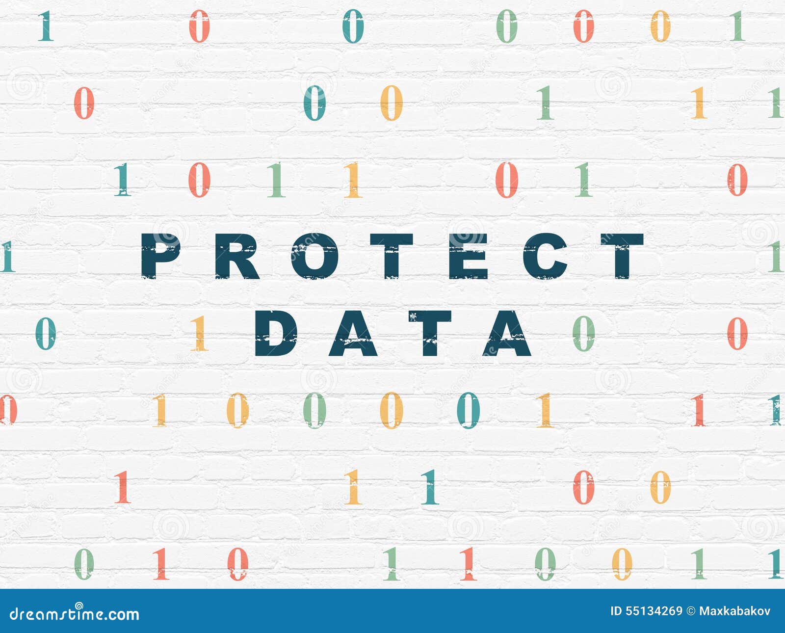 Privacy Concept: Protect Data on Wall Background Stock Illustration ...