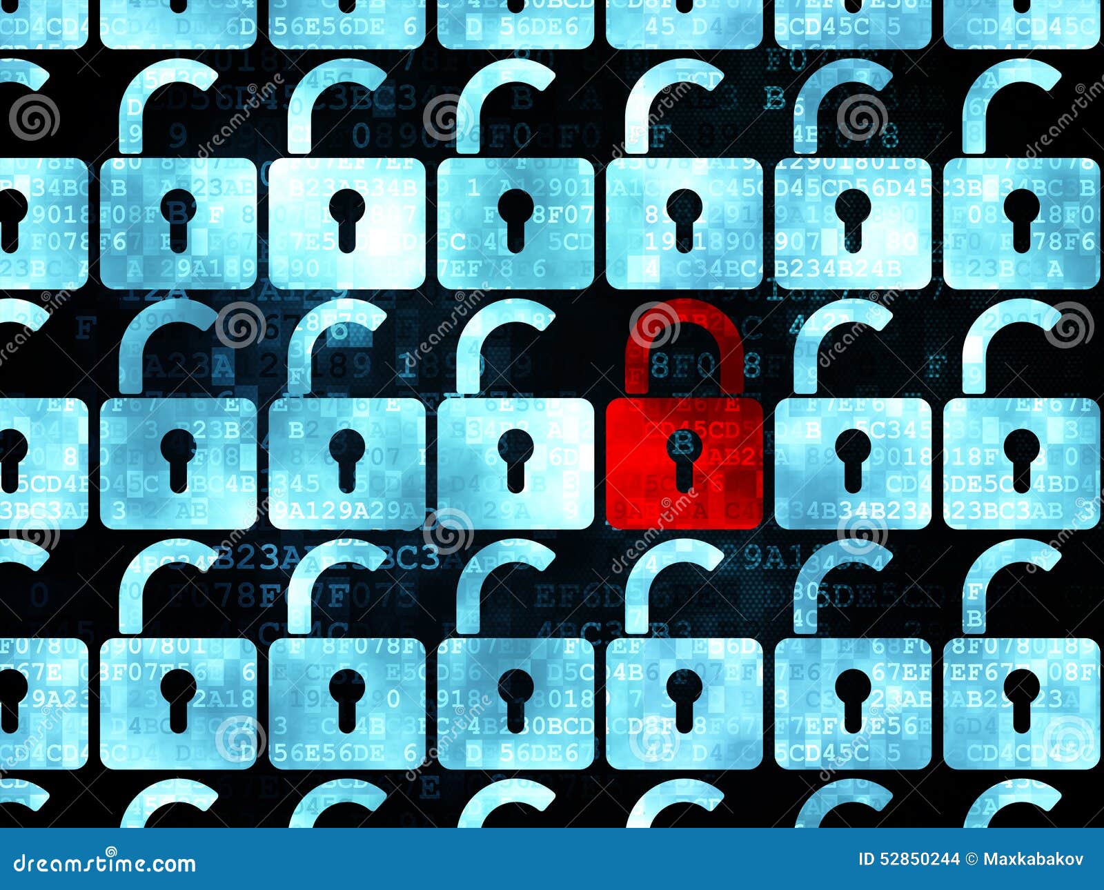 Privacy Concept: Red Closed Padlock Icon on Stock Photo - Image of hack ...