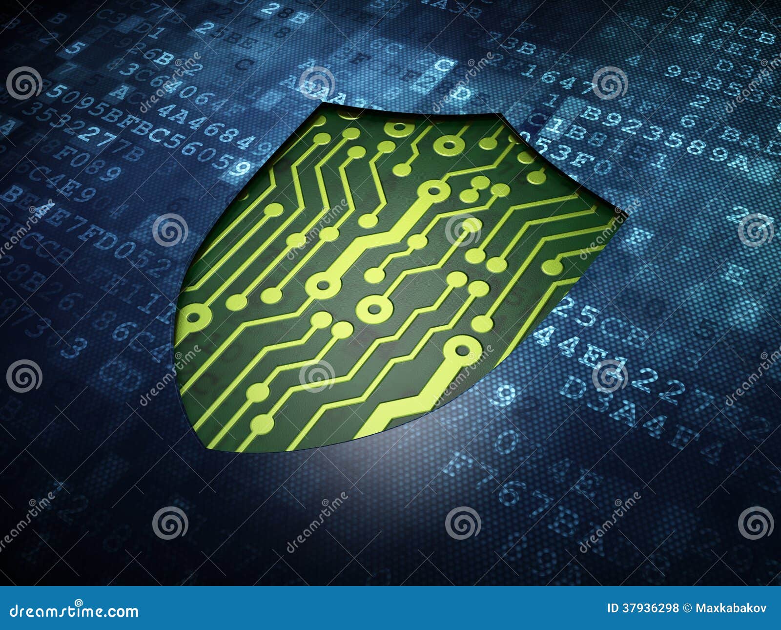 Privacy Concept: Shield on Digital Screen Stock Illustration ...