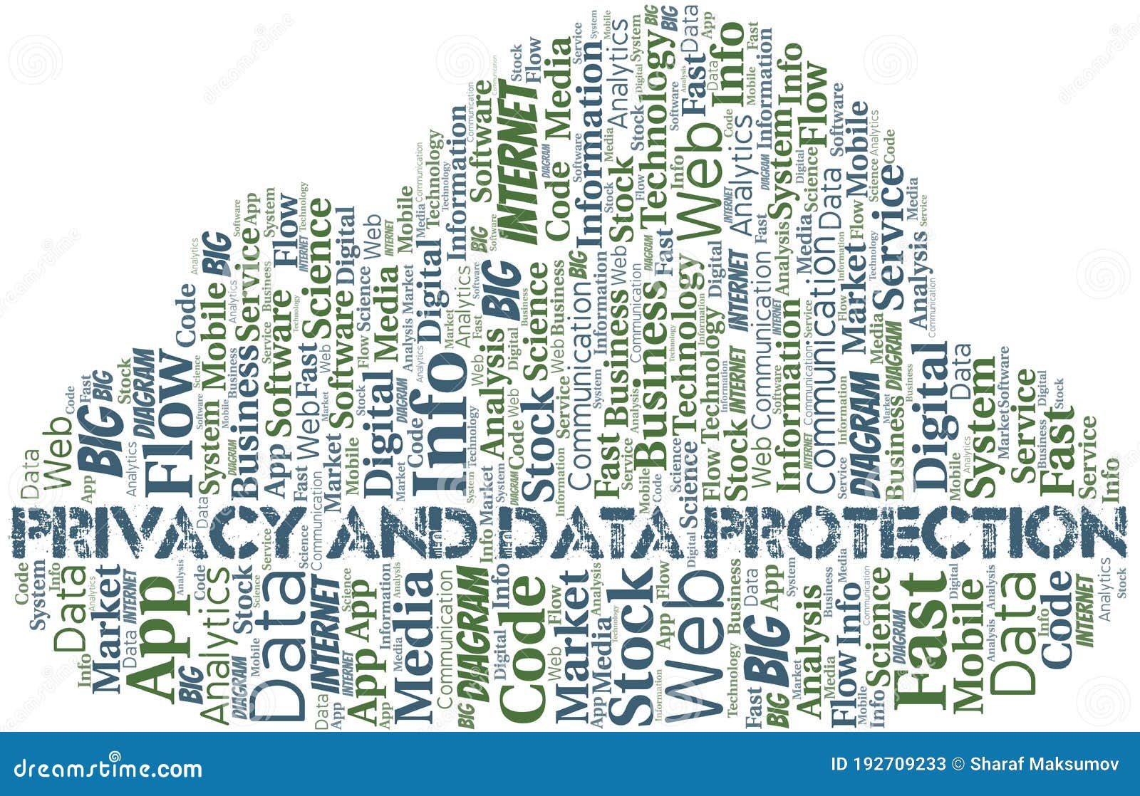 Privacy and Data Protection Vector Word Cloud, Made with Text only ...