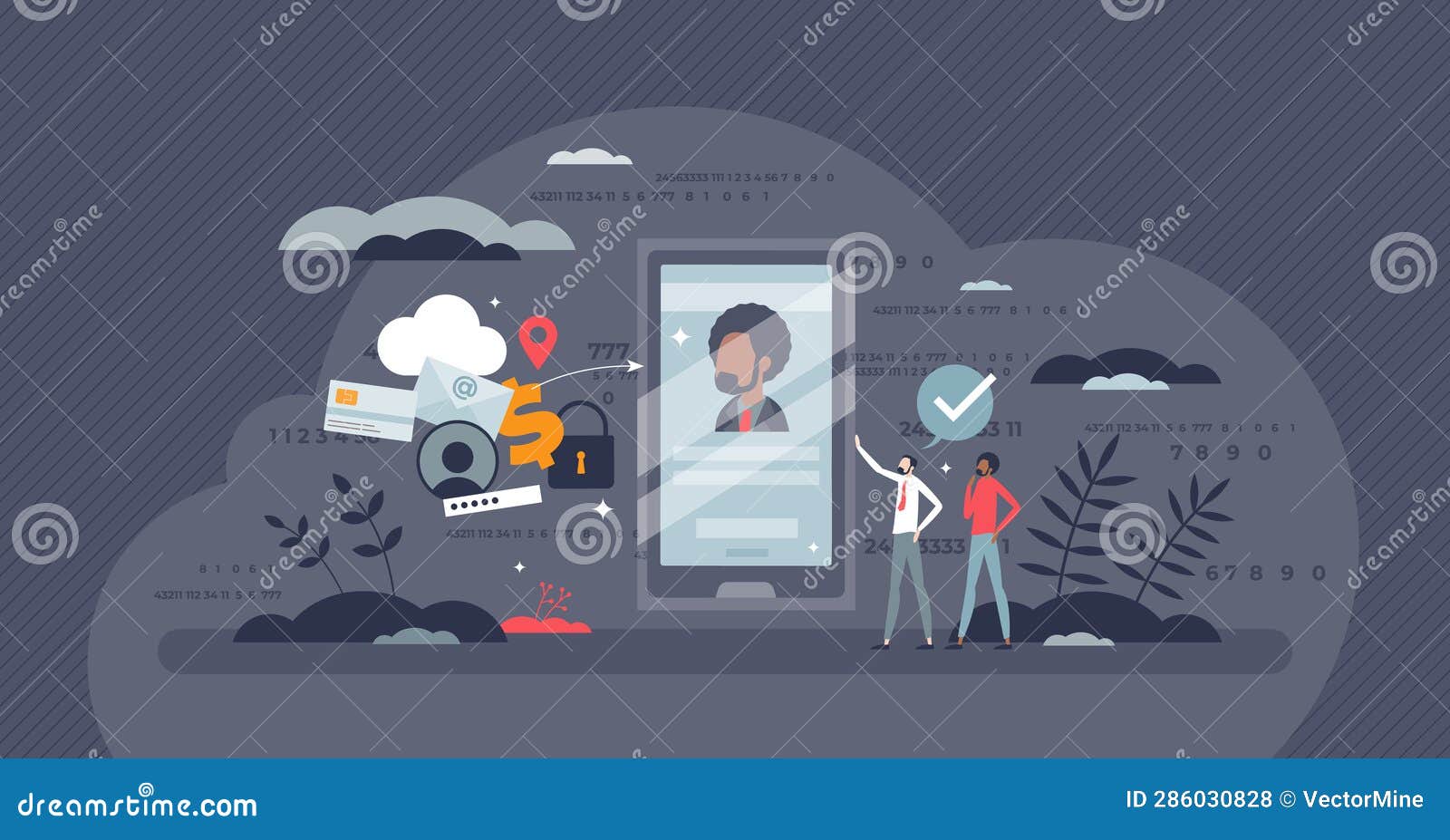Secured Personal Information Icon, Outline Style Cartoon Vector ...