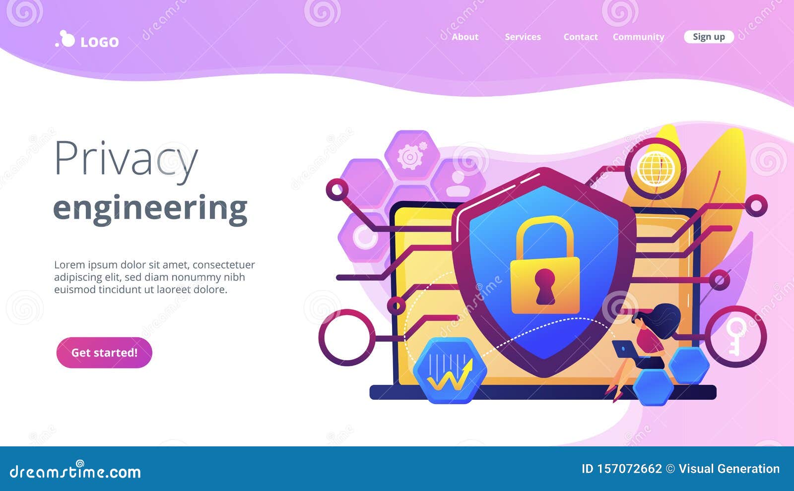 Privacy Engineering Concept Landing Page. Stock Vector - Illustration ...