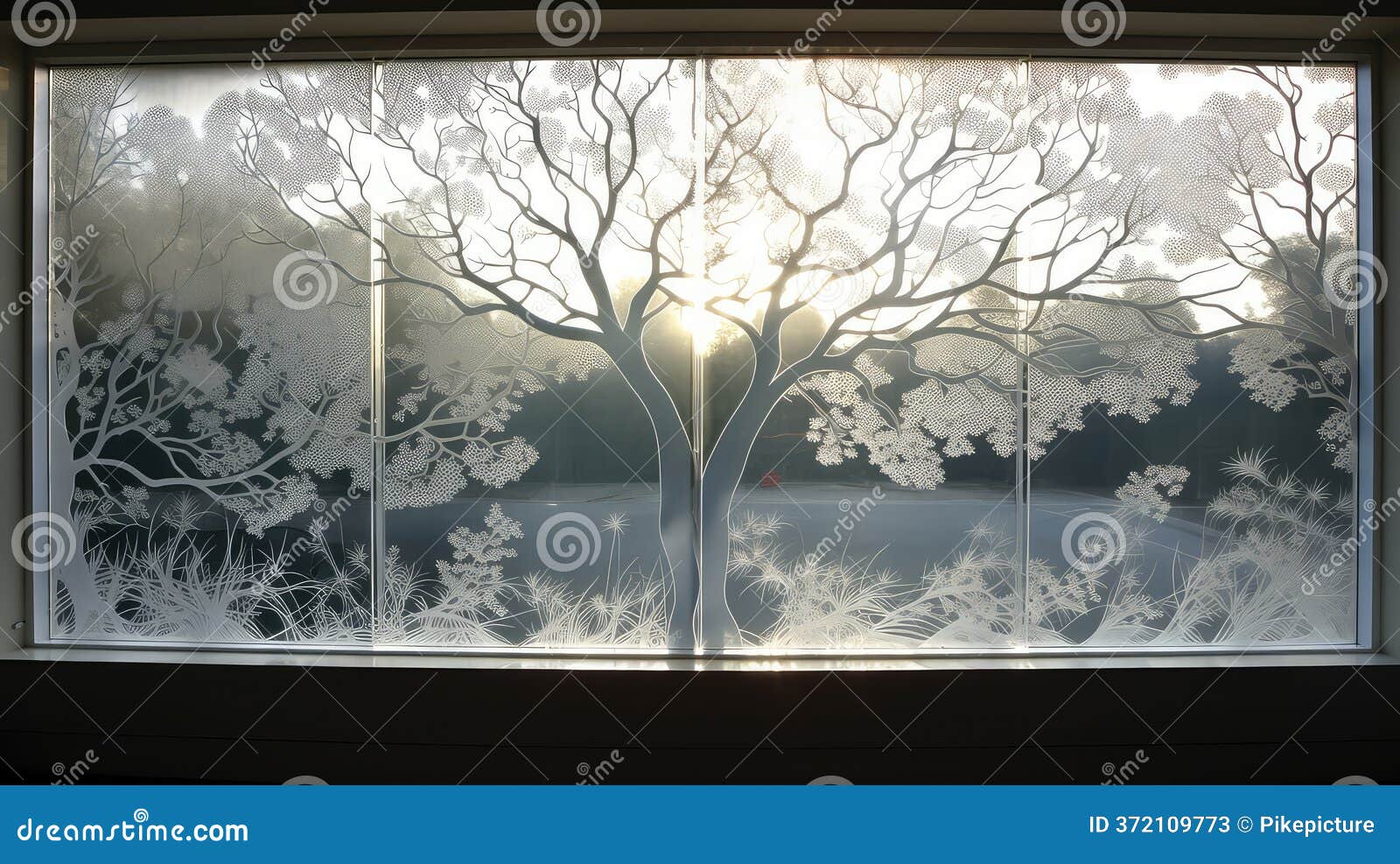 Glass Etching Pattern Two Doves On A Branch Of A Palm Tree. Black And ...