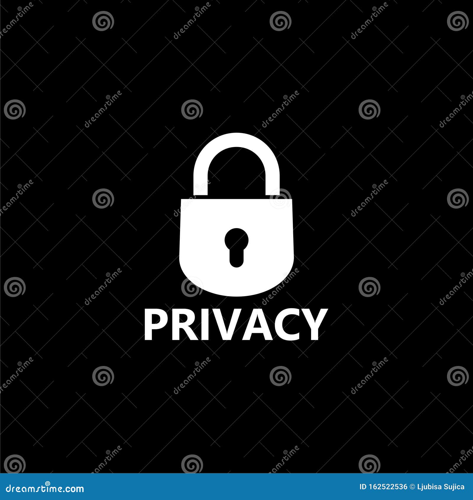 Privacy Icon Isolated on Black Background Stock Illustration ...