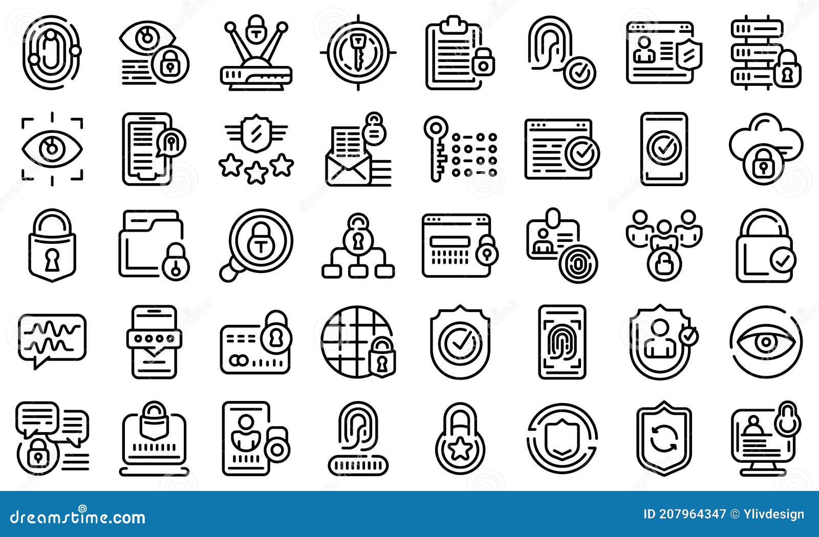 Privacy Icons Set, Outline Style Stock Illustration - Illustration of ...