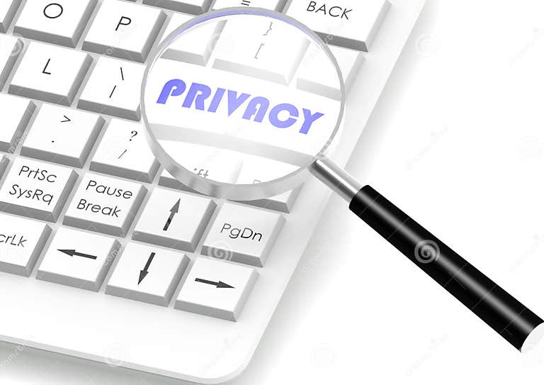 Privacy Keyboard with Magnifying Glass Stock Illustration ...