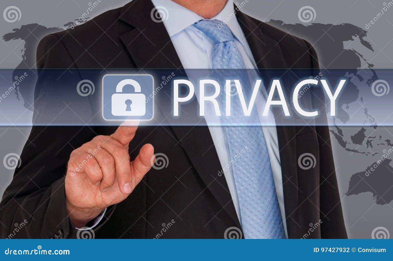 Privacy - Manager with Touchscreen Stock Photo - Image of ...