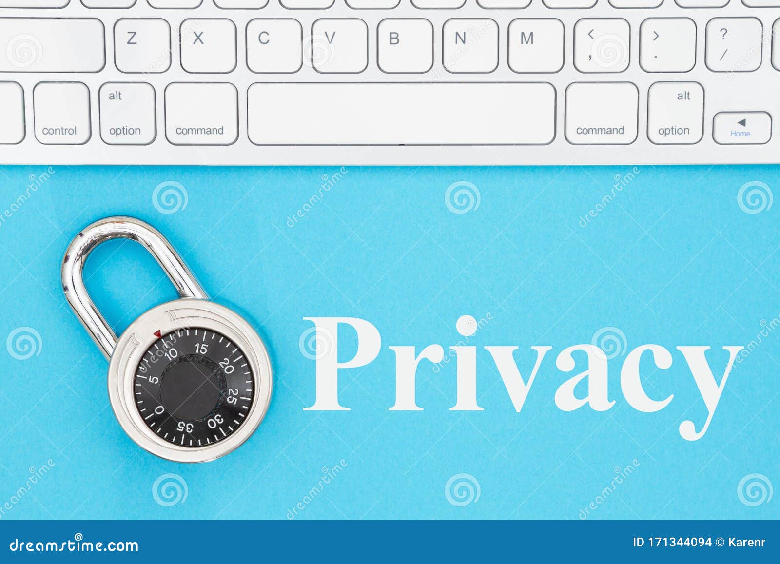 Privacy Message with Gray Keyboard with a Combination Lock Stock Photo ...