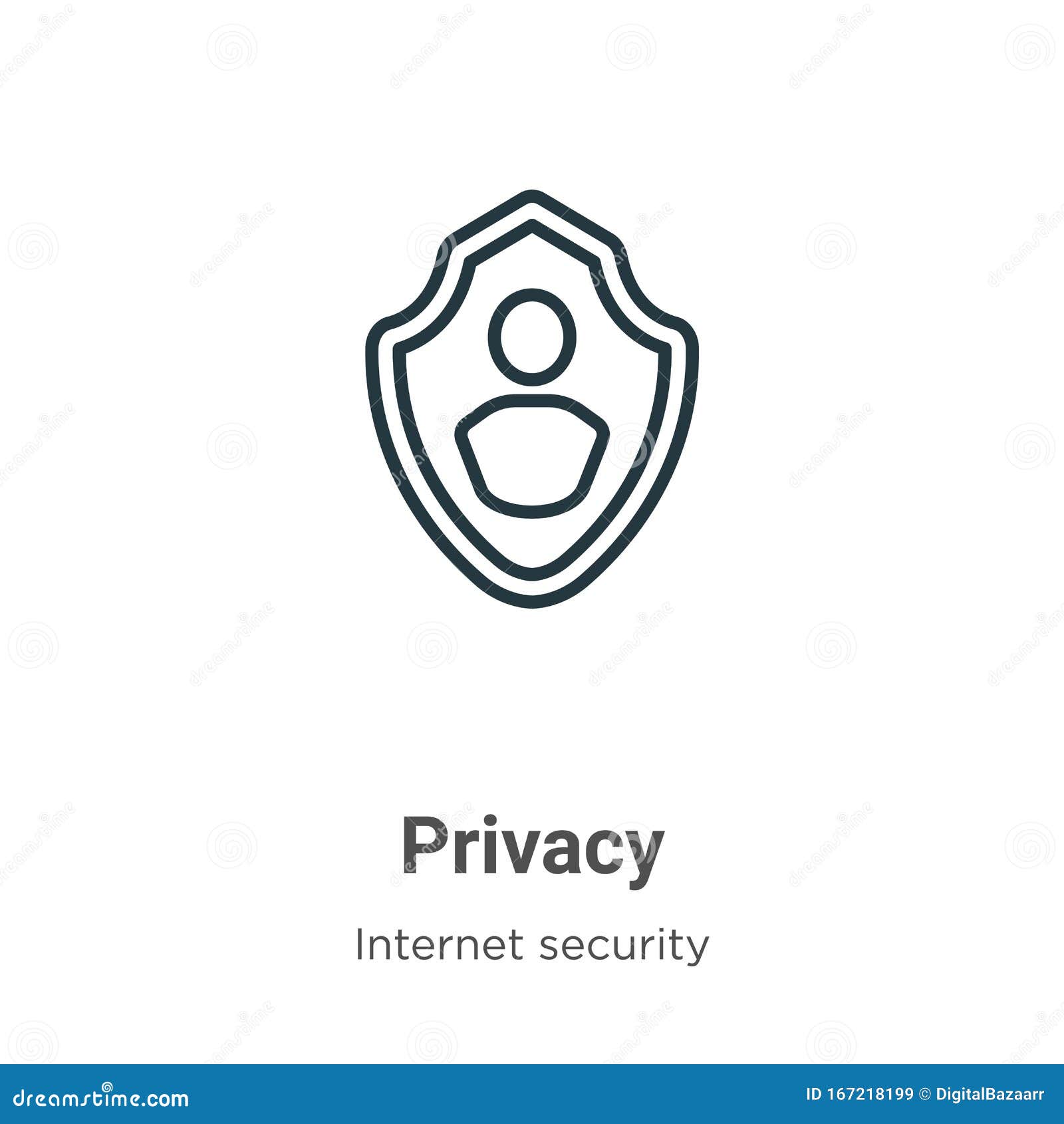 Privacy Outline Vector Icon. Thin Line Black Privacy Icon, Flat Vector ...