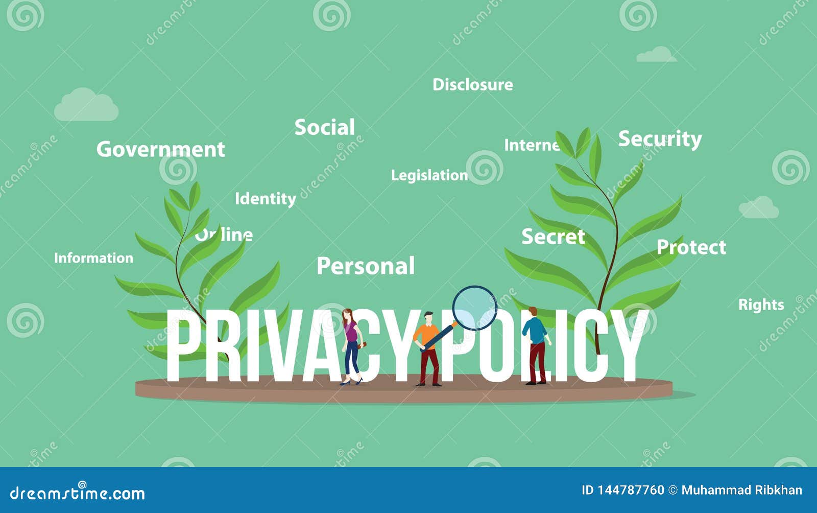 Privacy Policy Concept with People Team and Big Text with Leaf and Text ...