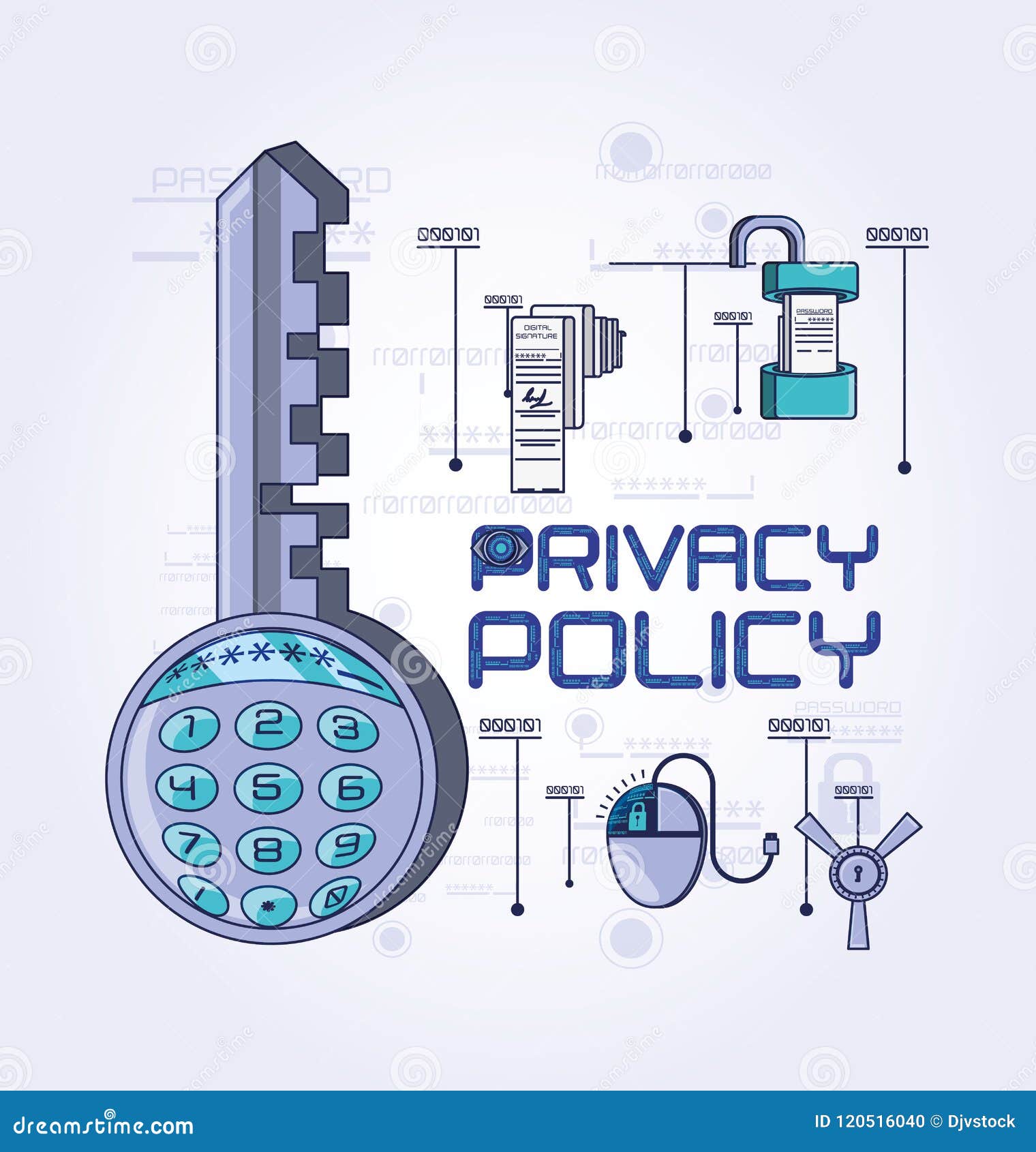 Privacy Policy Digital Security Stock Vector - Illustration of code ...