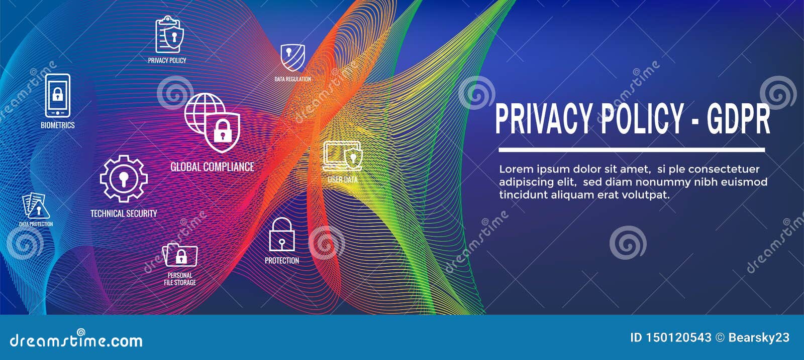 Privacy Policy - GDPR Icon Set and Web Header Banner Stock Vector ...