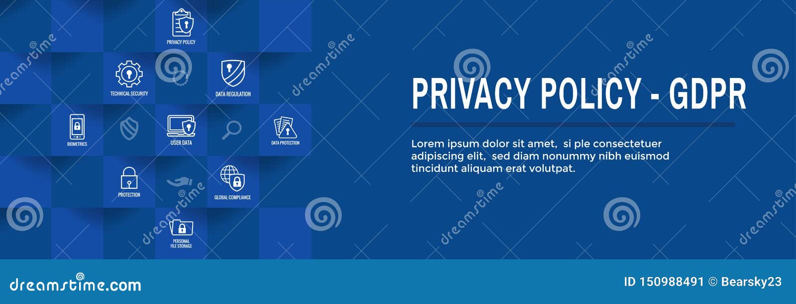 Privacy Policy - GDPR Icon Set and Web Header Banner Stock Vector ...