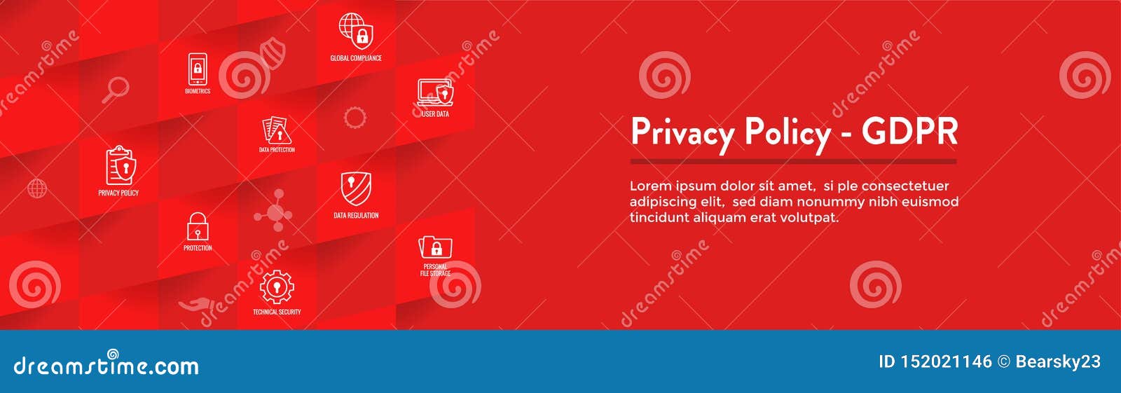 Privacy Policy - GDPR Icon Set and Web Header Banner Stock Vector ...