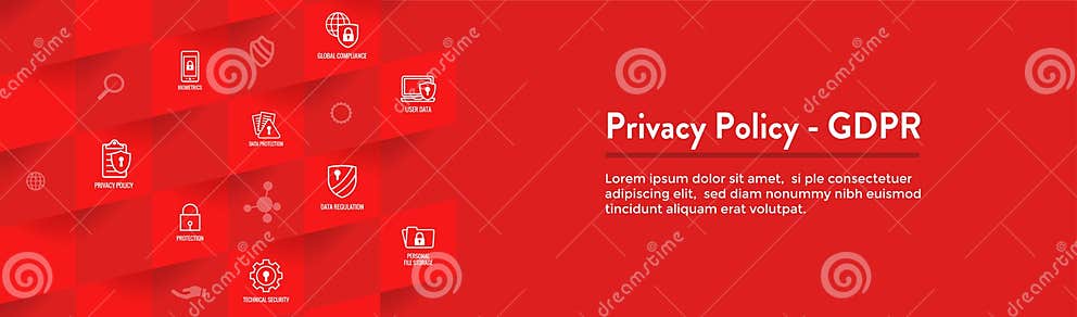Privacy Policy - GDPR Icon Set and Web Header Banner Stock Vector ...