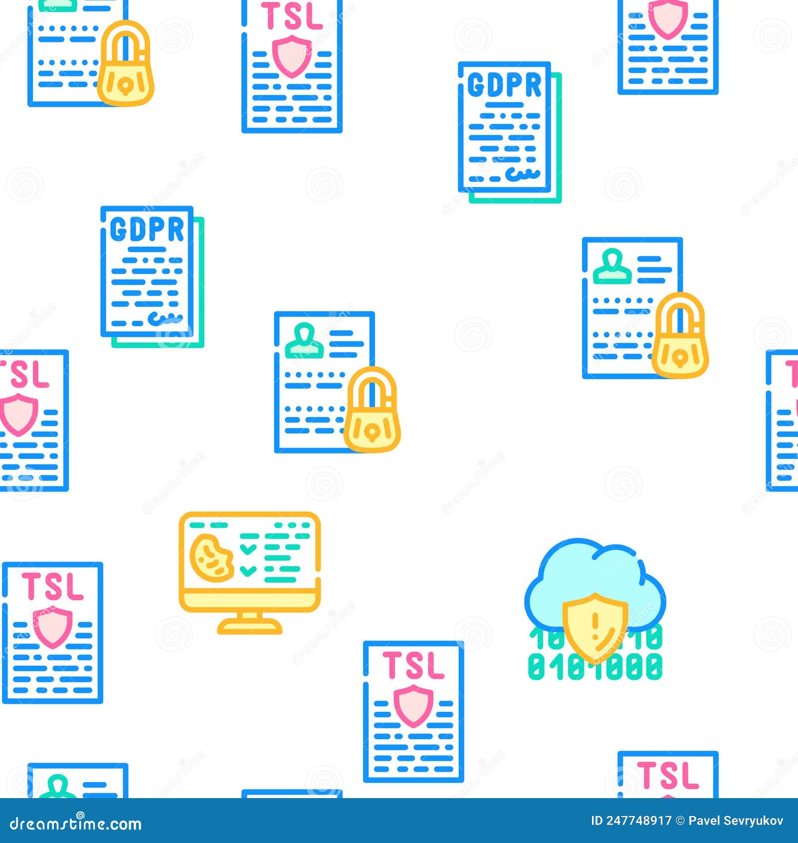 Privacy Policy Protect Vector Seamless Pattern Stock Illustration ...