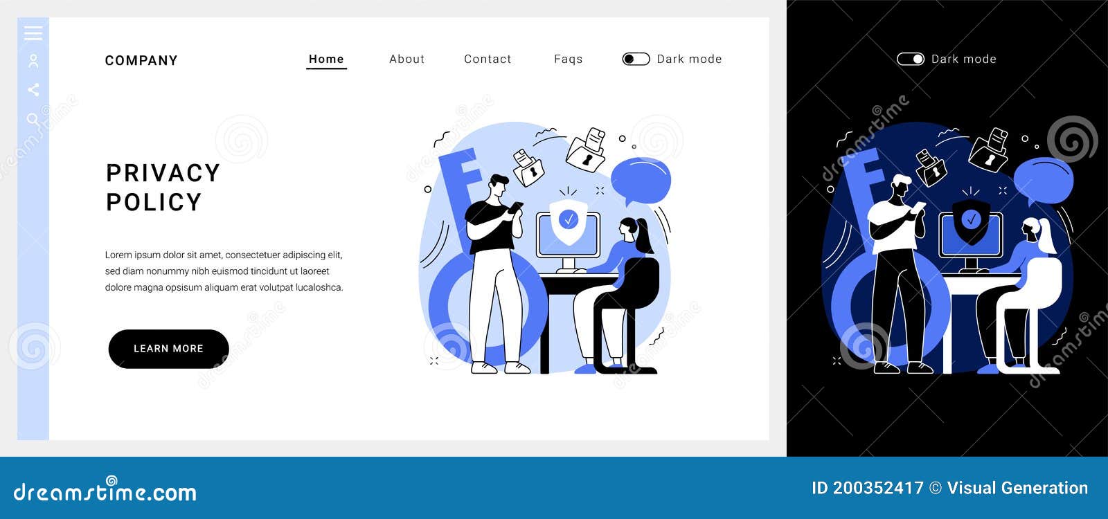 Privacy Policy Vector Concept Landing Page. Stock Vector - Illustration ...