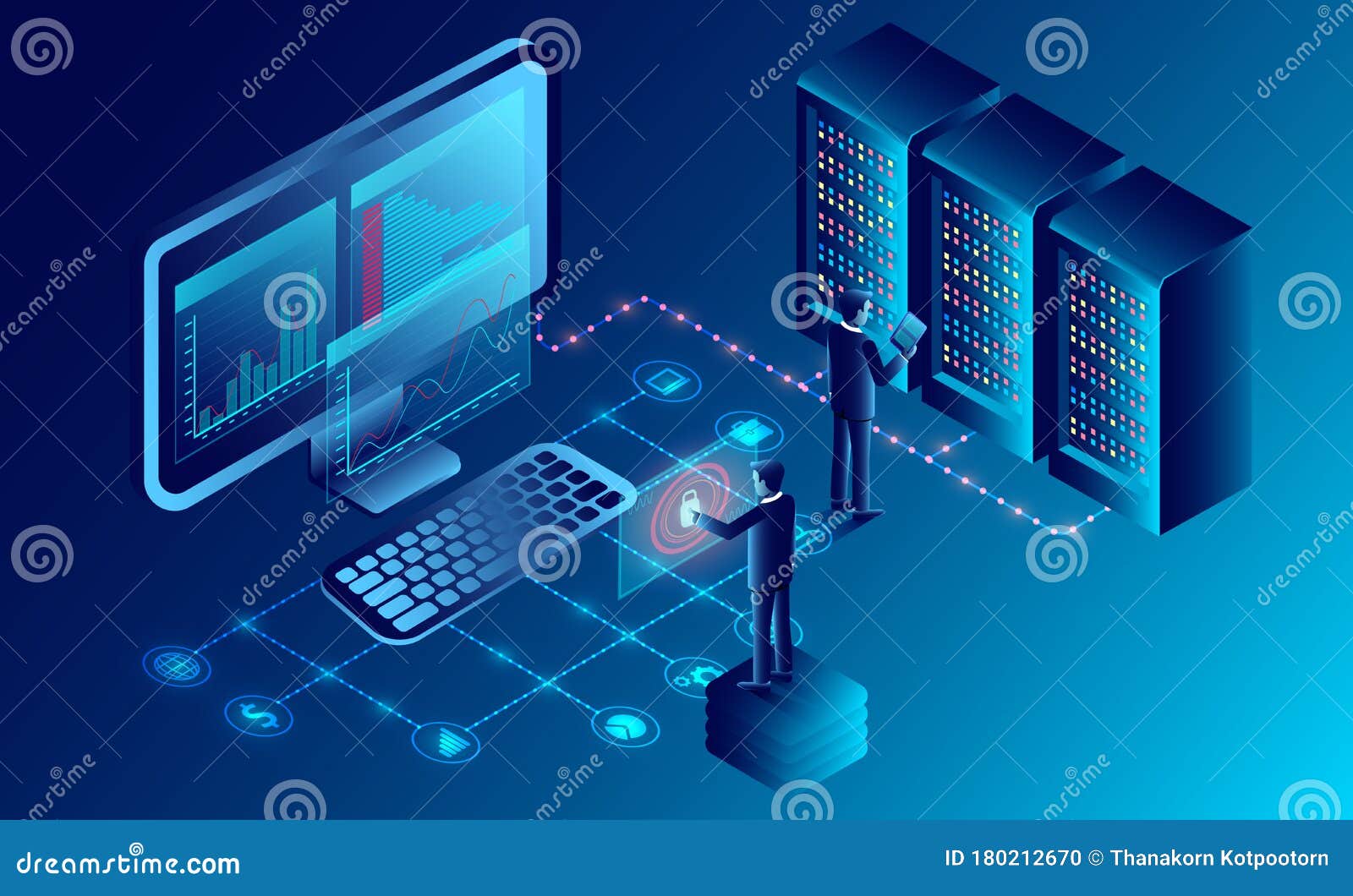 Privacy Protection and Software for Development with Businessman Stood ...