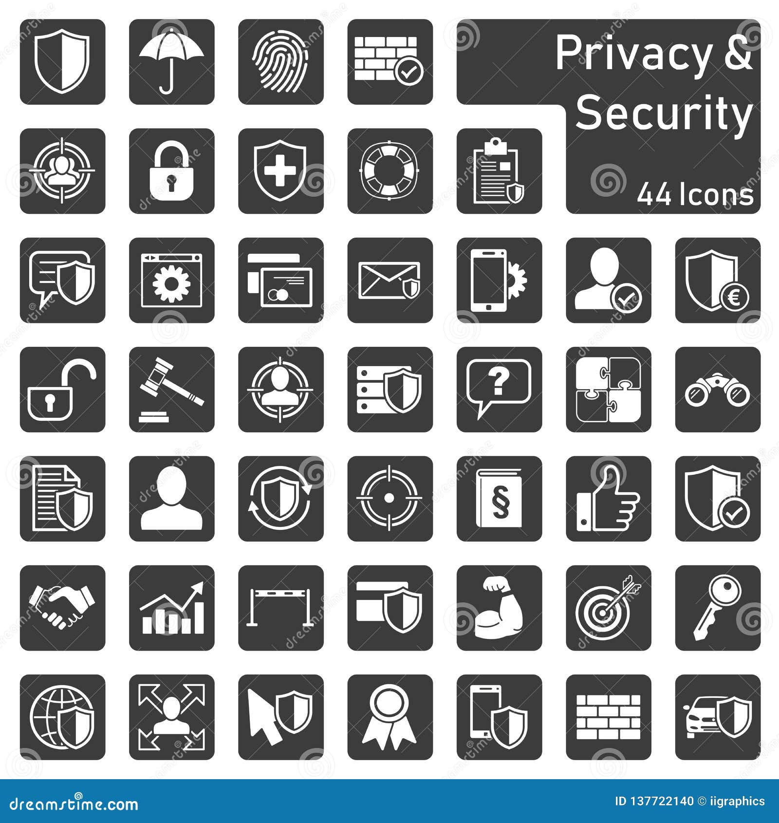 Privacy security icon set stock illustration. Illustration of business ...