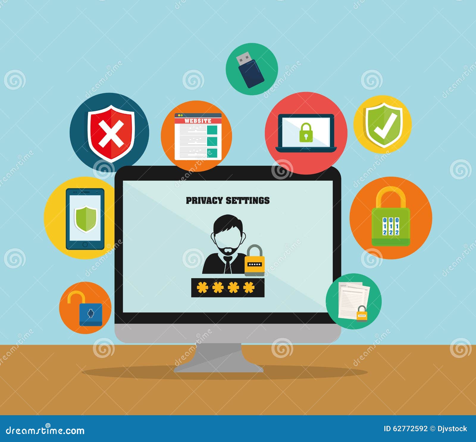 Privacy and Security System Graphic Icons Stock Vector - Illustration ...