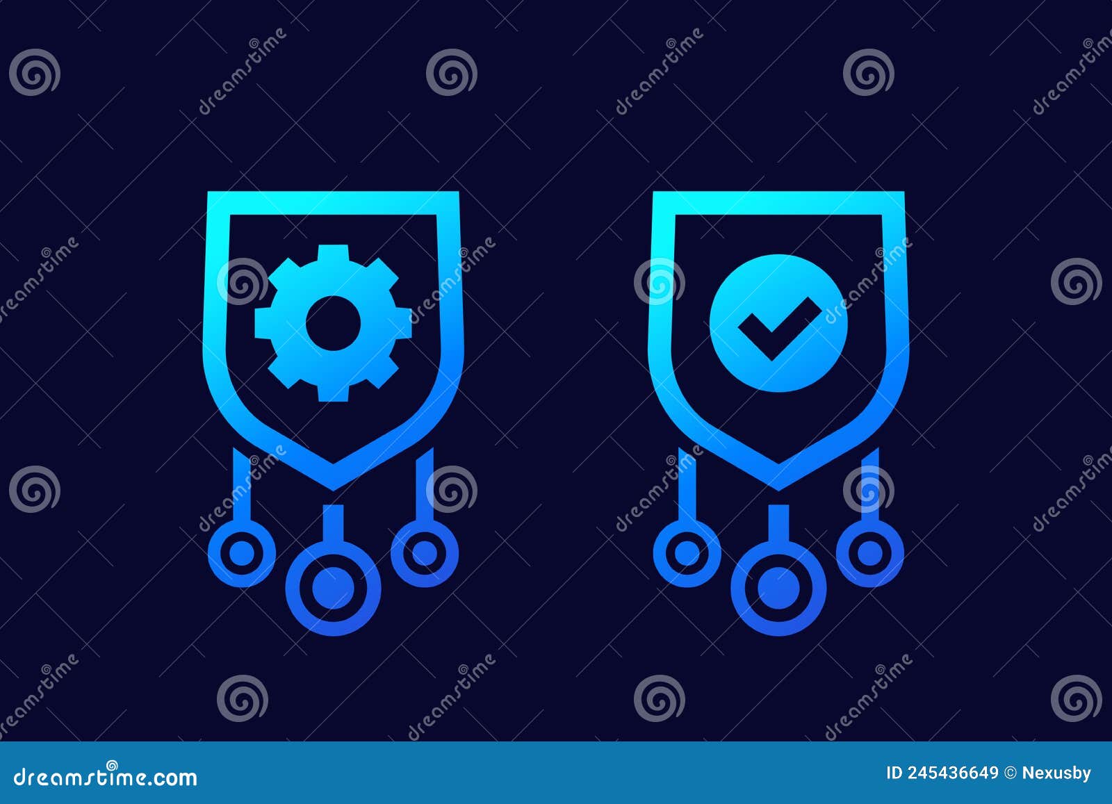 Privacy Settings Vector Icons with Shield Stock Vector - Illustration ...