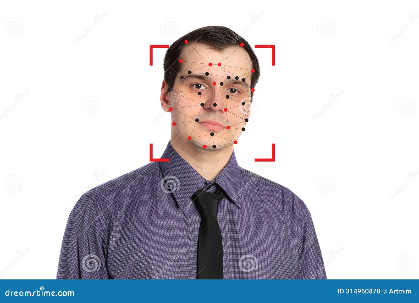 Privacy, Verification and Facial Recognition Concept. Man and ...