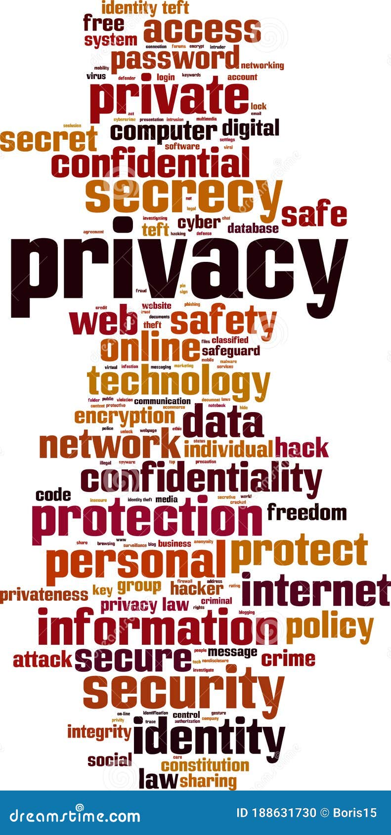 Privacy word cloud stock vector. Illustration of private - 188631730