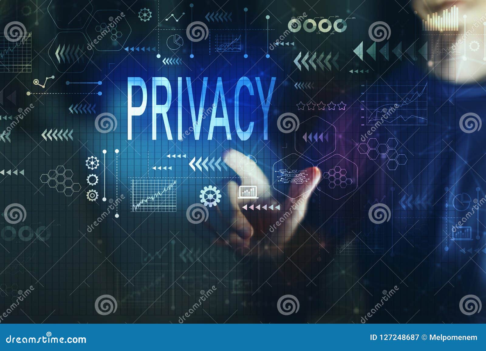 Privacy with young man stock illustration. Illustration of gears ...