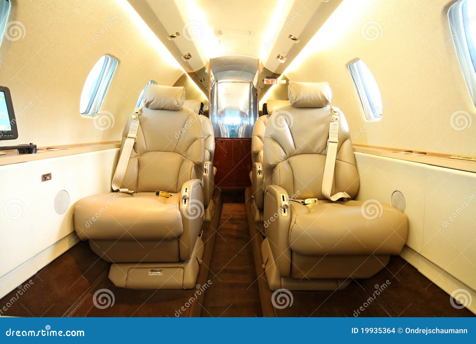 Privat jet cabin rear stock photo. Image of black, brown - 19935364