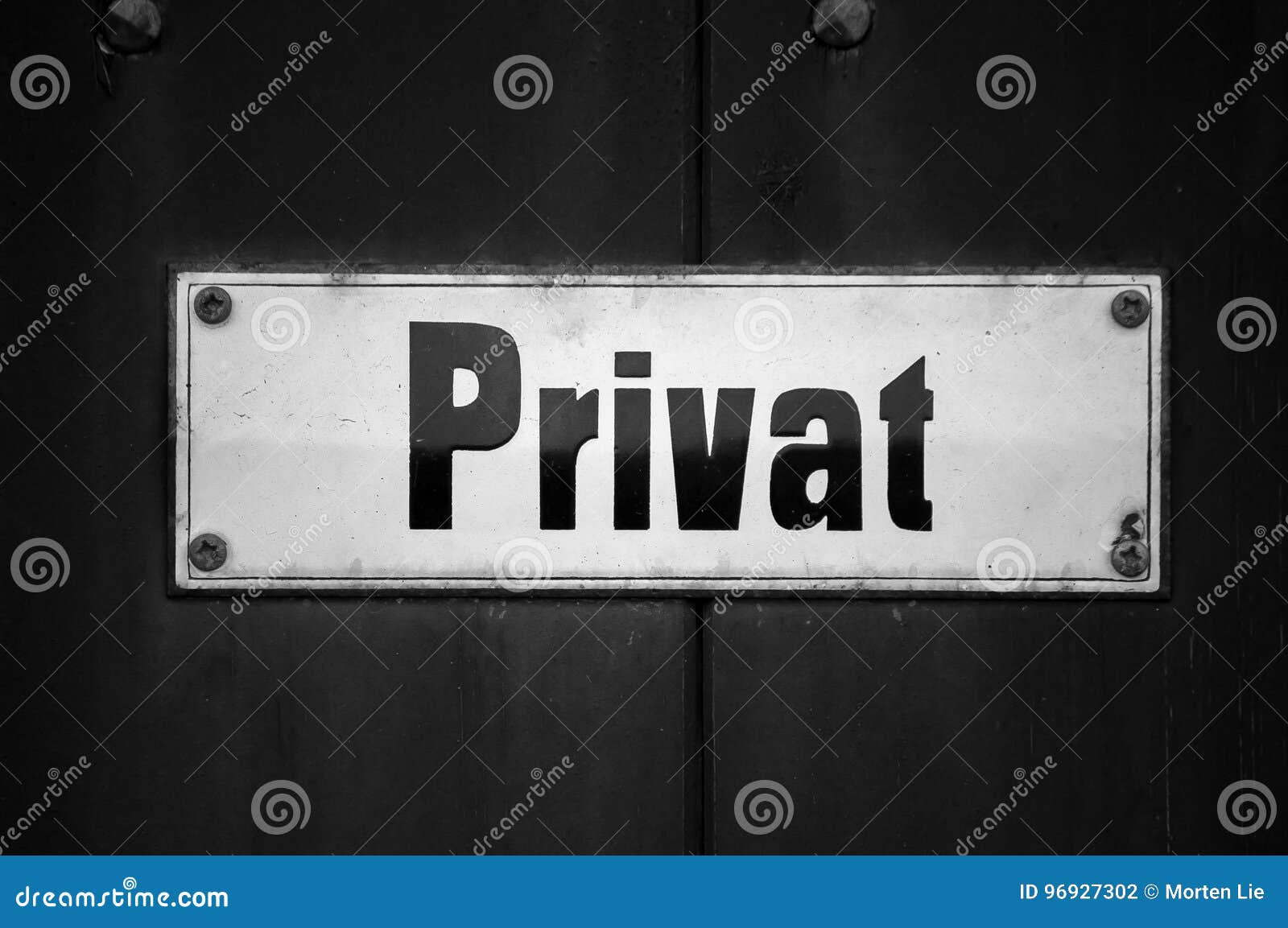Privat stock photo. Image of sign, metal, letters, privat - 96927302
