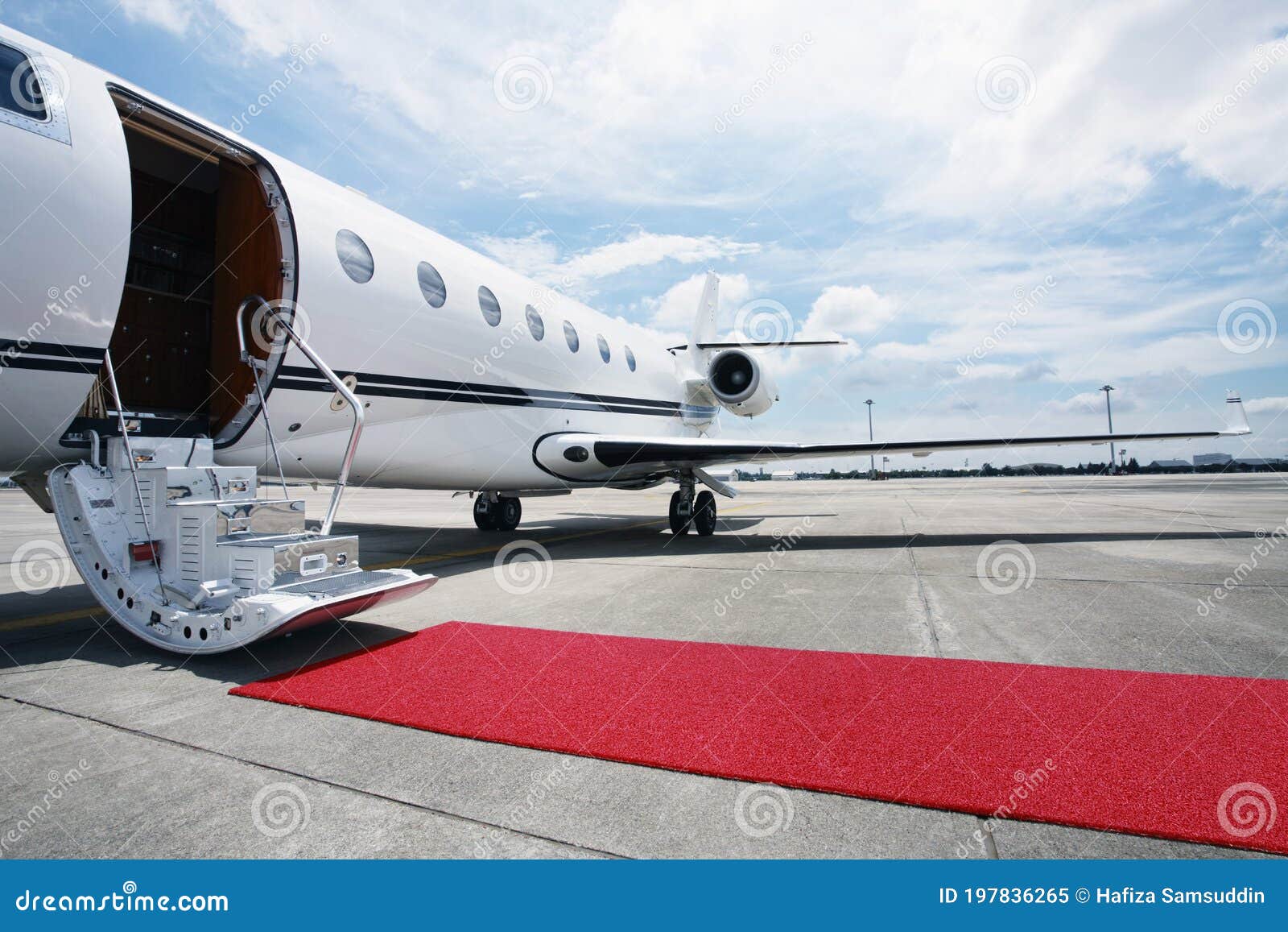Private Airplane with Red Carpet Stock Image - Image of outdoors, clear ...