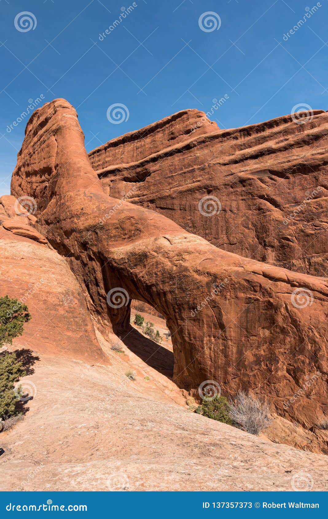 Private Arch within a Monolith of Solid Rock Walls in Arches National ...