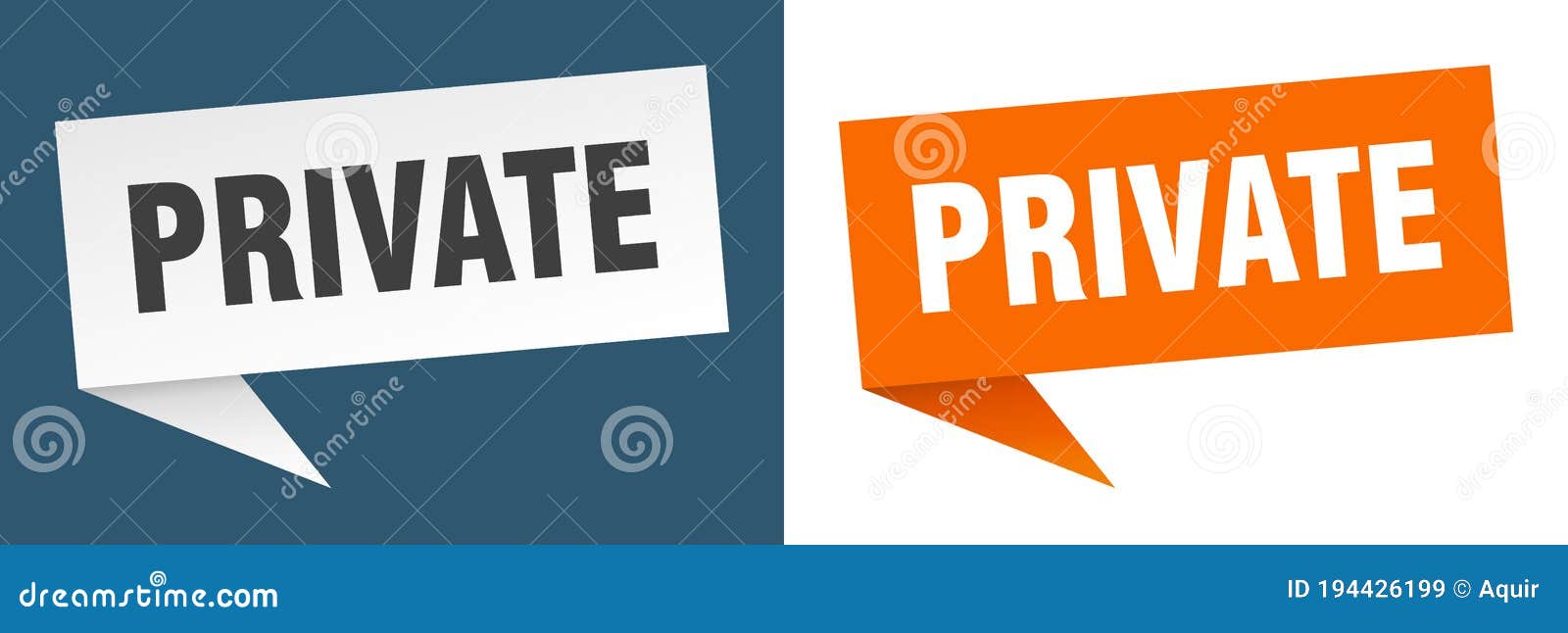 Private Banner. Private Speech Bubble Label Set Stock Vector ...