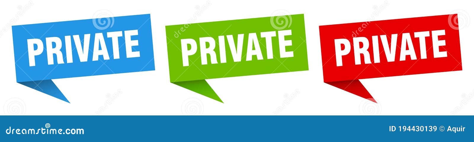 Private Banner. Private Speech Bubble Label Set Stock Vector ...