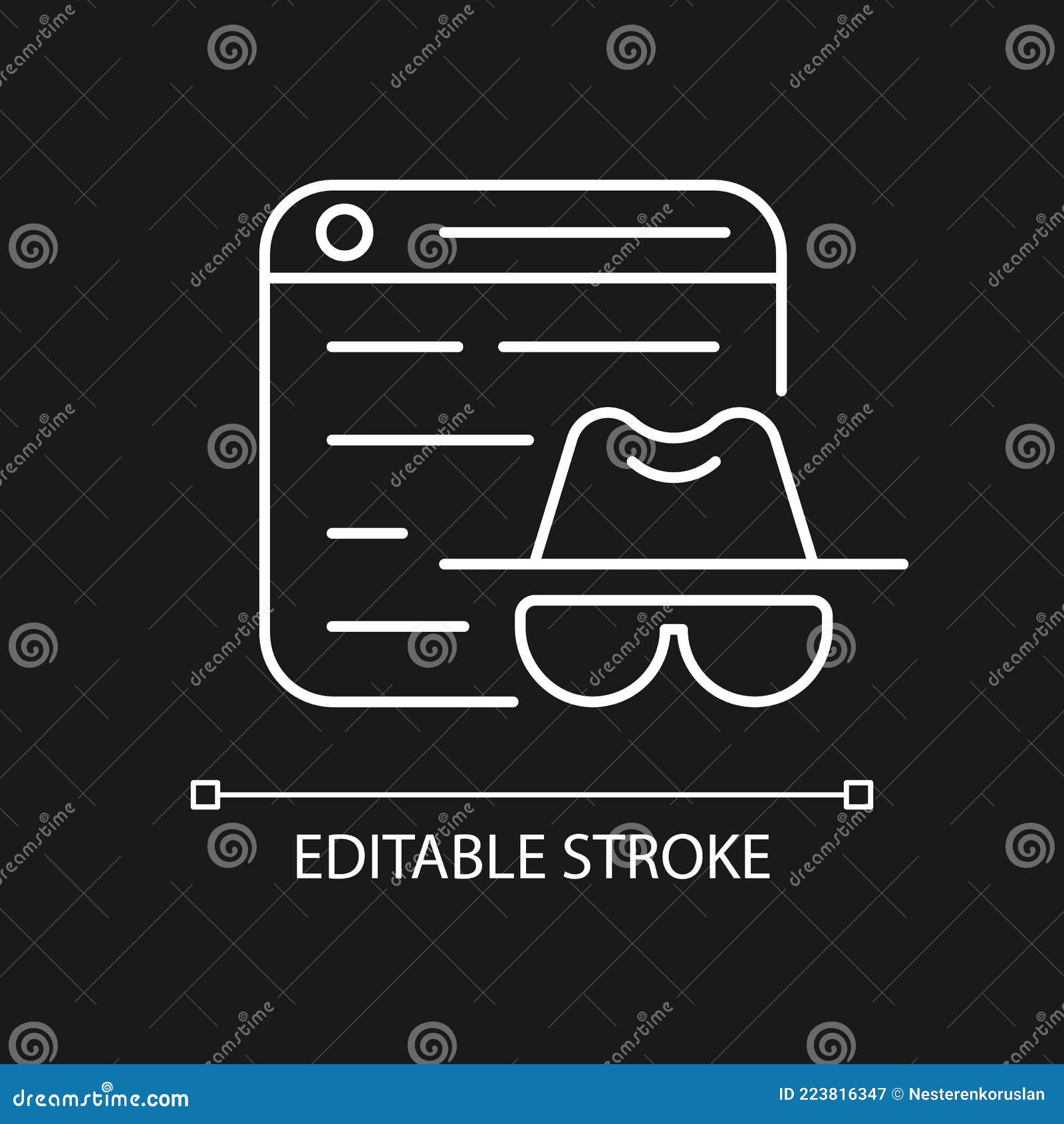 Private Browsing White Linear Icon for Dark Theme Stock Vector ...