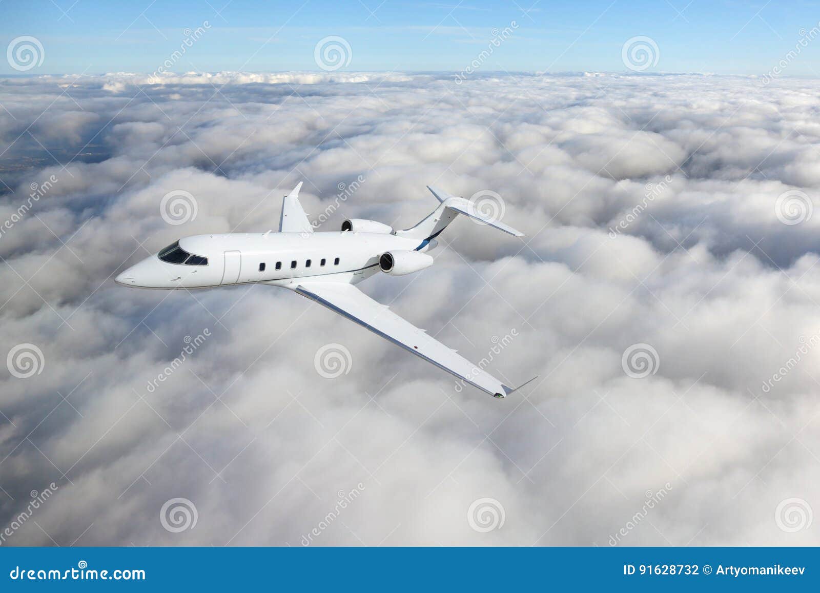 Private Business Jet Airplane Flying on a High Altitude Stock Photo ...