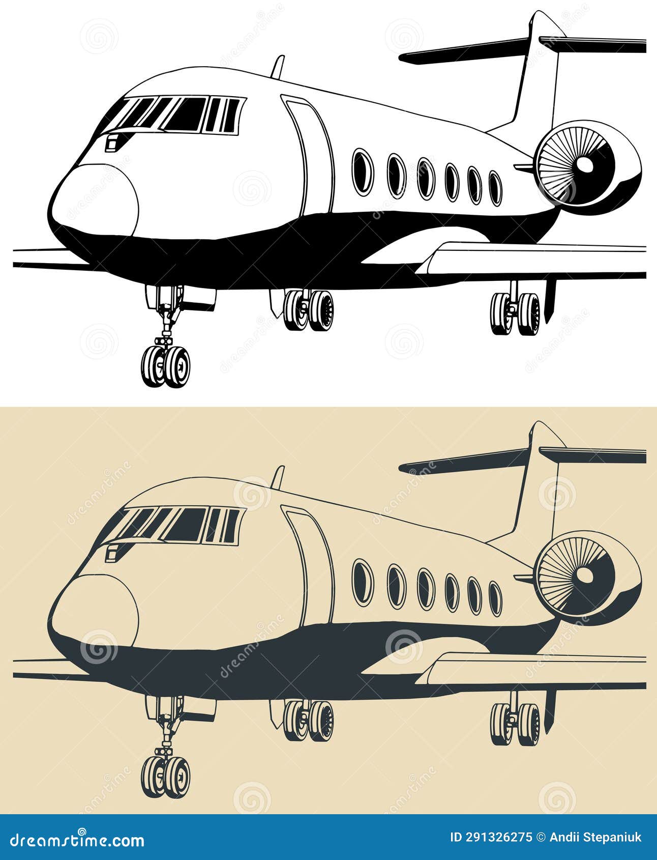 Private Business Jet Close-up Illustrations Stock Illustration ...